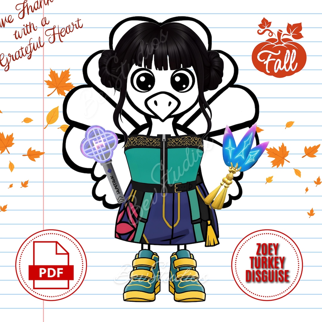 KPOP Demon Hunters Turkey Disguise Printable, Zoey Turkey Disguise ...