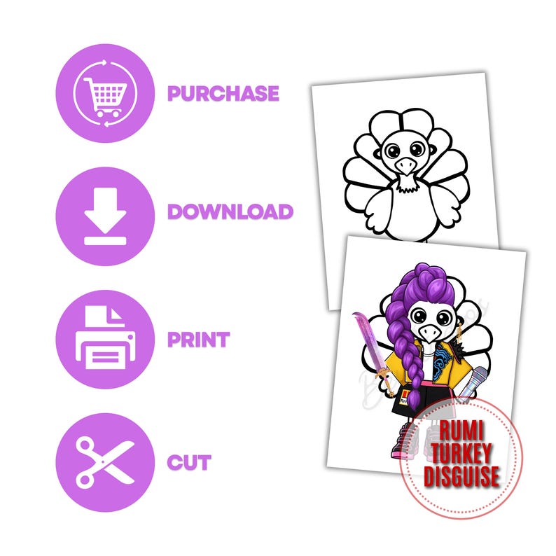 KPOP Demon Hunters Turkey Disguise Printable, Rumi Thanksgiving Craft ...