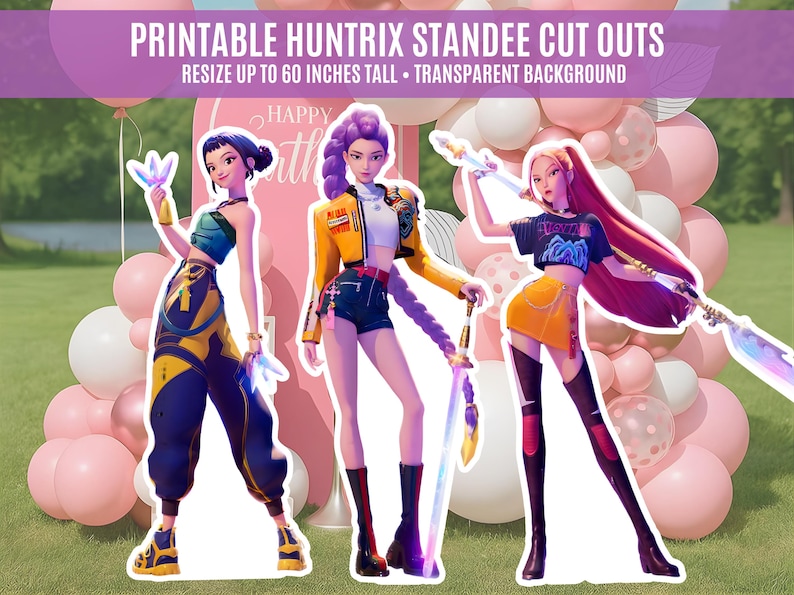 Printable Kpop Demon Hunter Standee Cut Outs, Prop Huntrix DIY Party ...