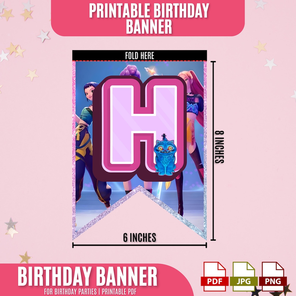 Kpop Demon Hunter Printable Happy Birthday Flag Bunting Banner, Happy ...