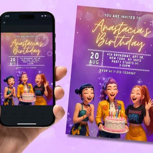 K-pop Demon Hunters Birthday Invite, Huntrix Party, Editable,instant ...