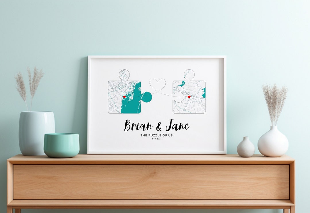 Personalized Couple Puzzle Map Poster for Your Loved Ones: Anniversary ...
