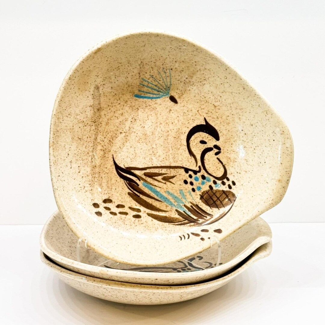 Red Wing Bob White Pottery Bowls: Vintage MCM Lugged Salad Soup Bowls ...