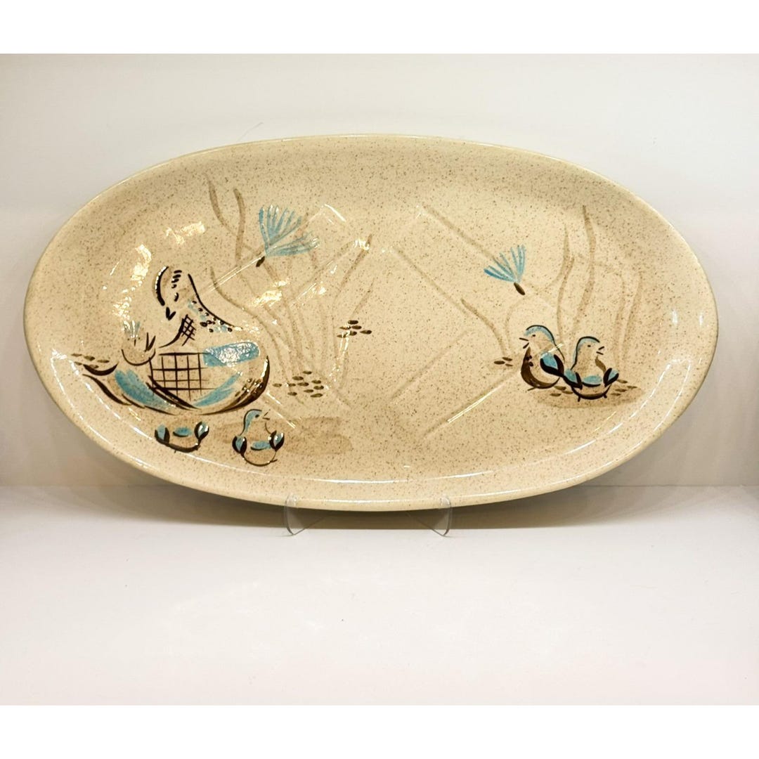 Red Wing Bob White Oval Meat Platter 19.6"x11" Quail Mid-century MCM ...