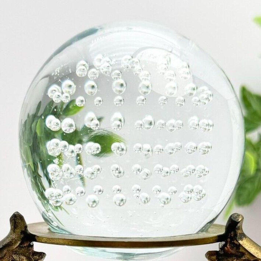 Vintage Handblown Art Glass Clear Paperweight With Controlled Bubbles ...