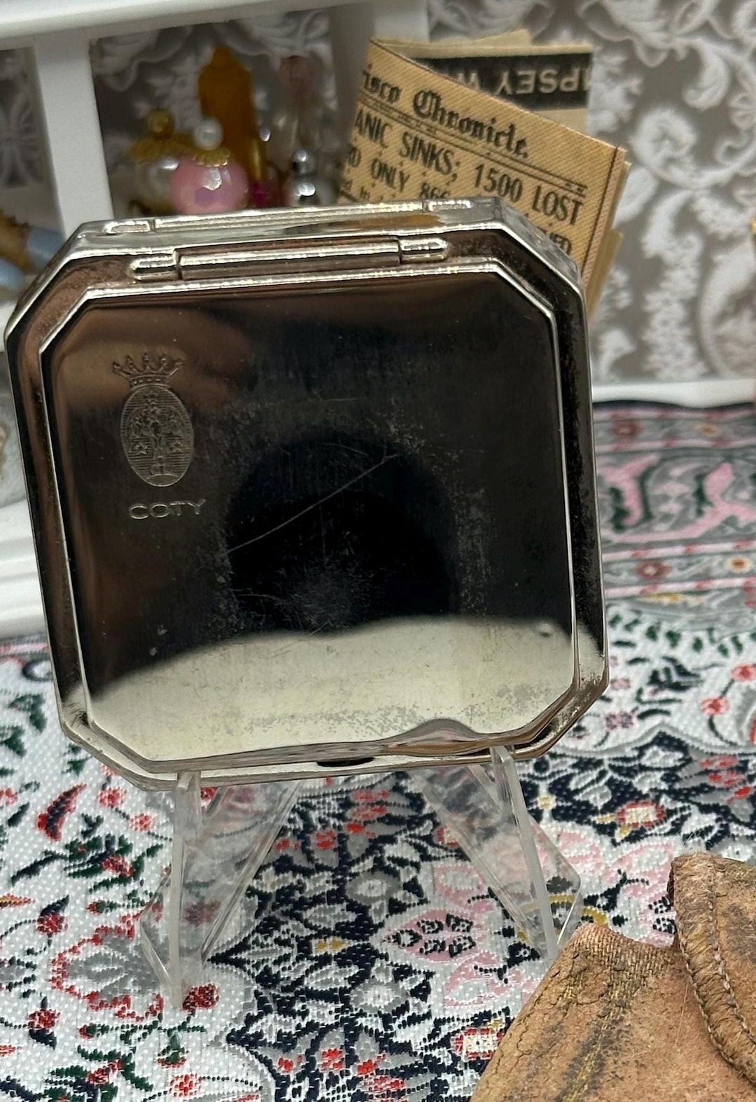 Coty Tri Powder Compact 1950s Silver Tone Double Compartment With ...