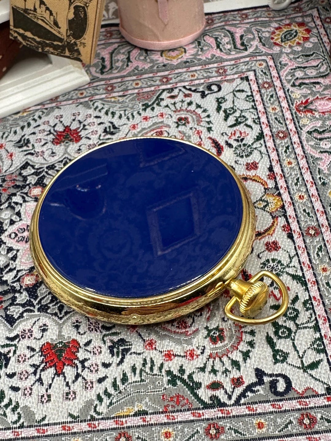 Vintage Alexandra De Markoff Pocket Watch Powder Compact Blue Enamel Original Puff & Screen - Etsy