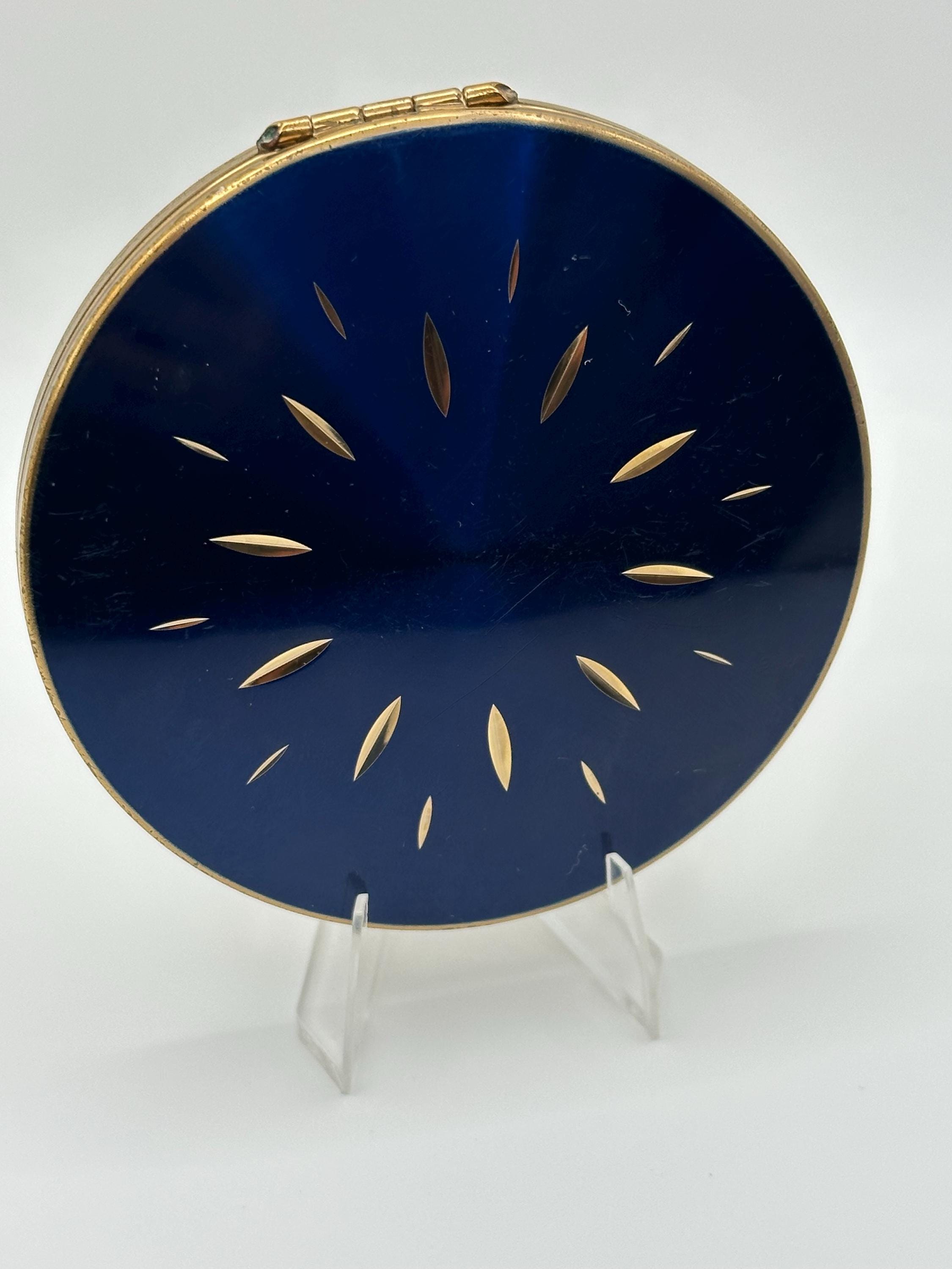 Vintage Stratton Powder Compact: Navy Enamel Sunburst, Made in England ...