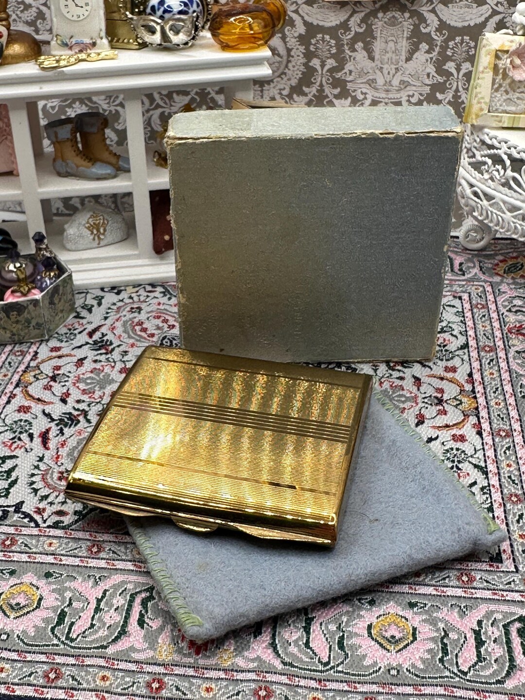 Boxed Stratton Square Powder Compact – Gold Tone, Unused With Powder ...