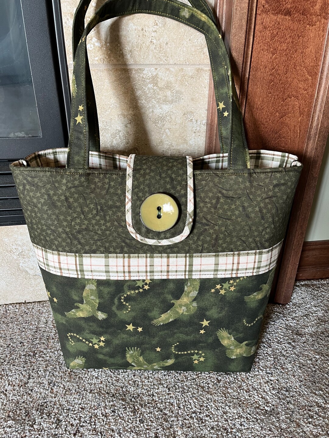 Army Green With Eagles Stand up Tote - Etsy