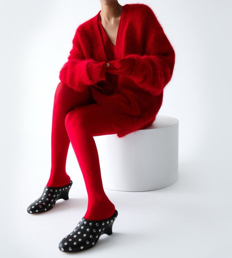 Red Fluffy Cardigan. Angora Cardigan. Red Angora Cardigan. Fluffy ...