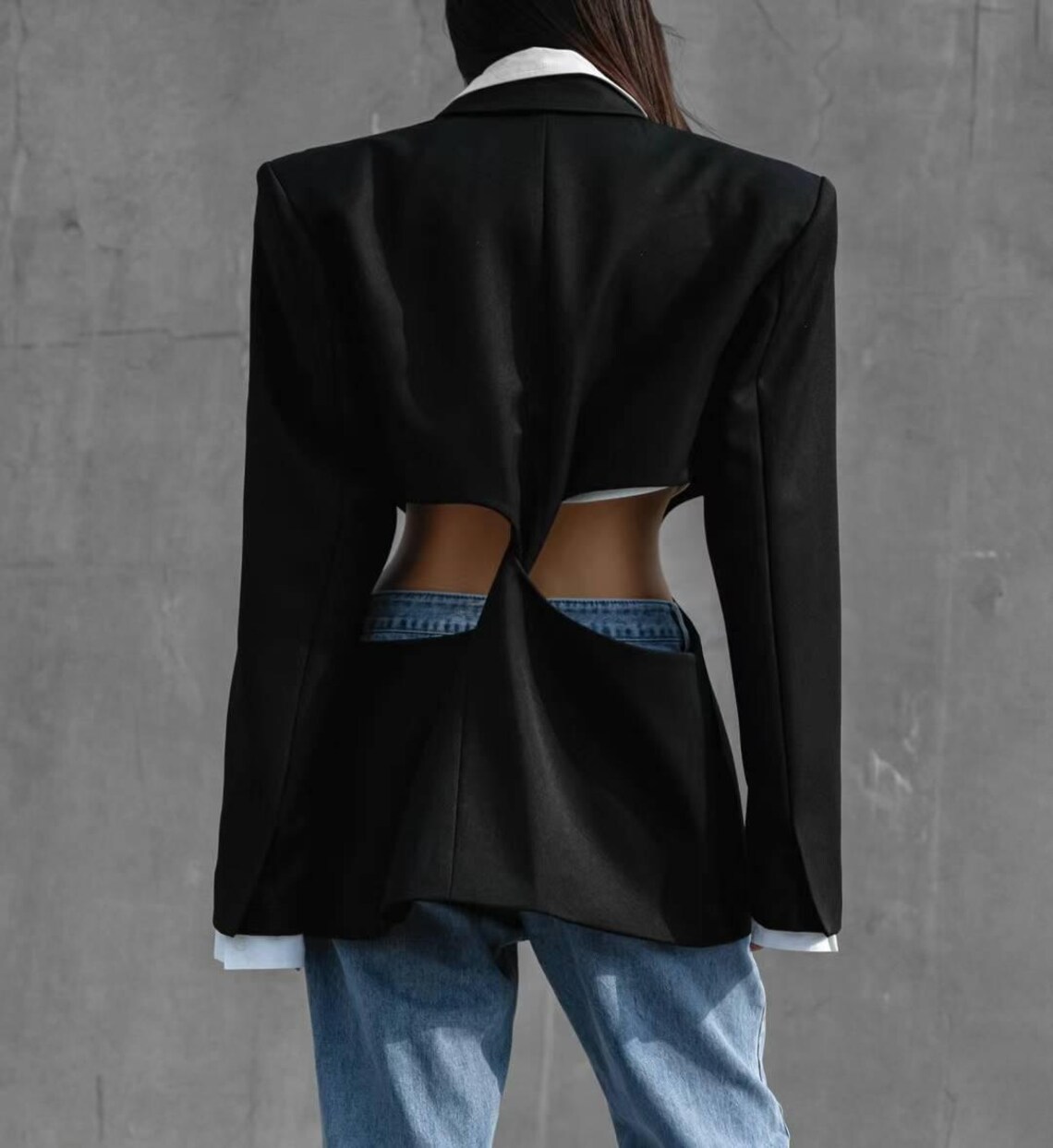Oversized Black Blazer: Cutout Waist, Relaxed Fit - Etsy
