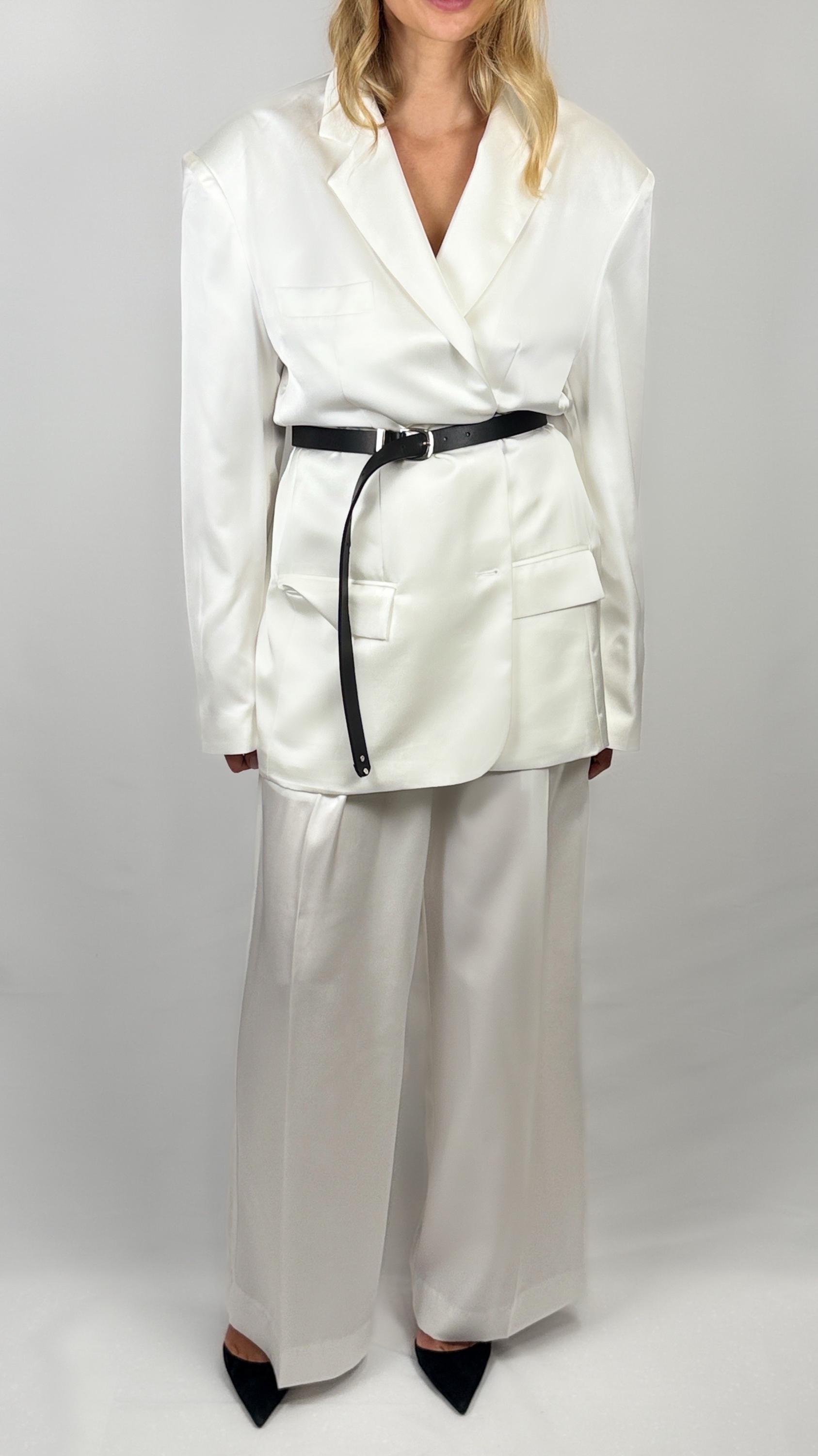 White Satin Pants: Relaxed Fit, Women's Trousers - Etsy