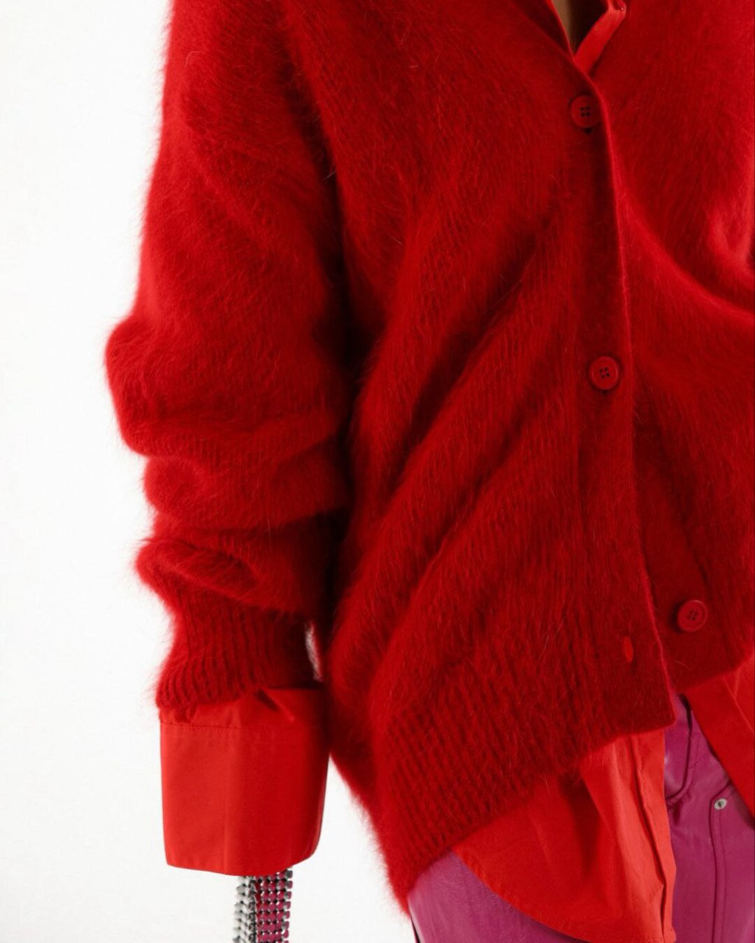 Red Fluffy Cardigan. Angora Cardigan. Red Angora Cardigan. Fluffy ...