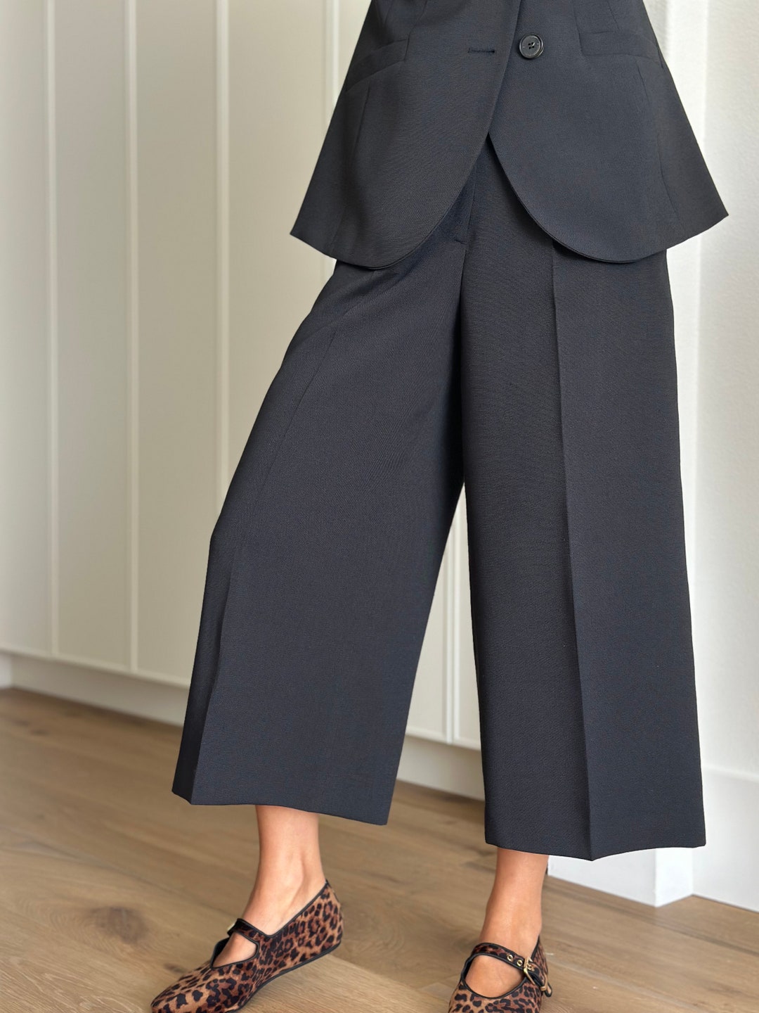 Culottes Pants. Leg Wide Pants. Black Pants Culottes. Pleated Pants ...