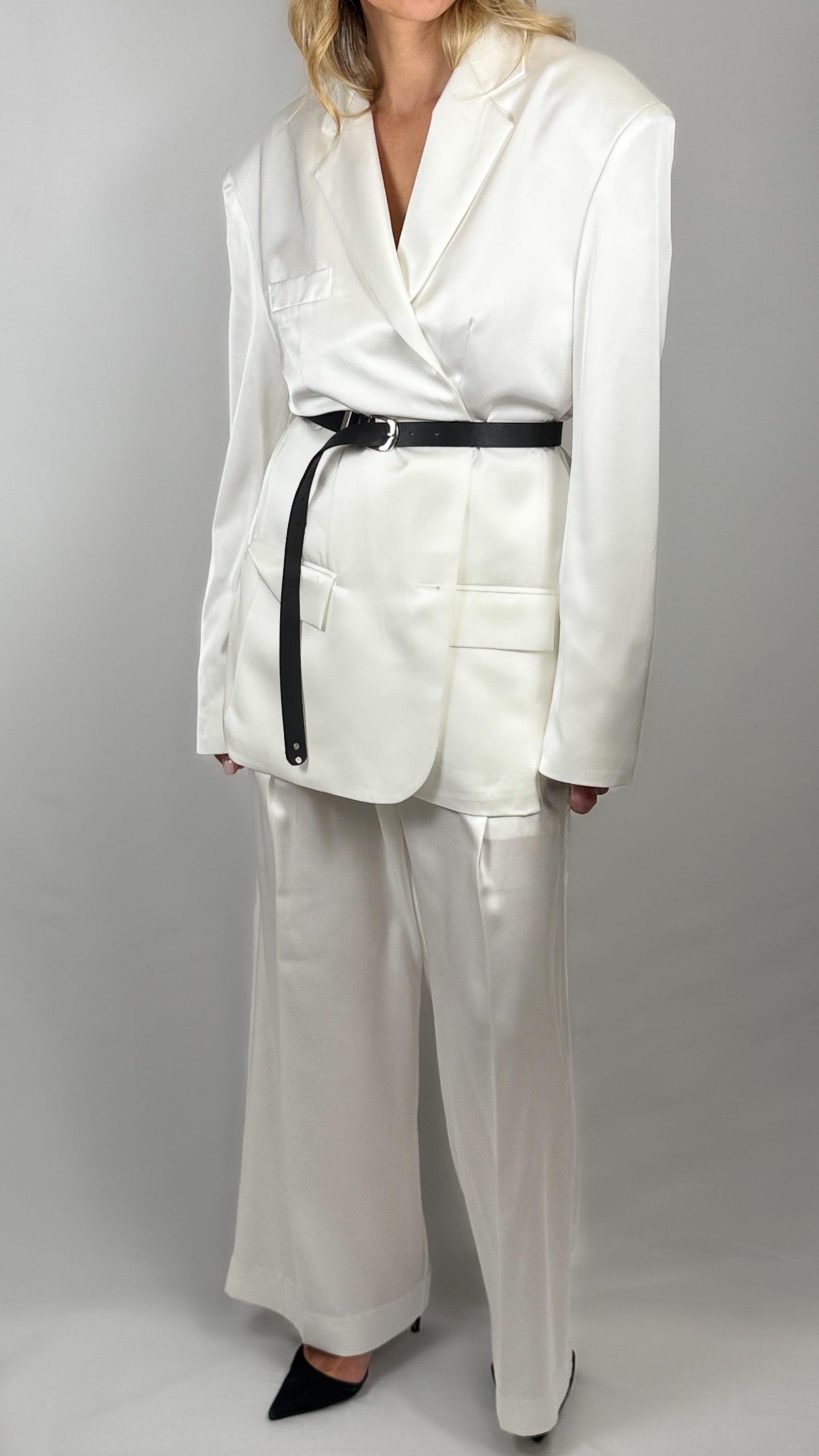 White Satin Pants: Relaxed Fit, Women's Trousers - Etsy