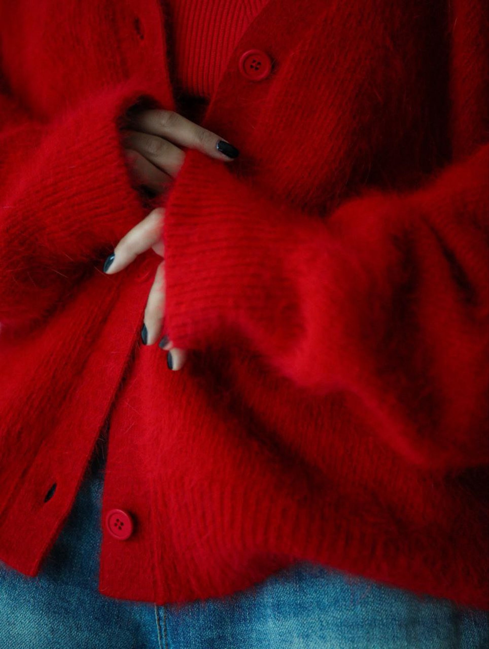 Red Fluffy Cardigan. Angora Cardigan. Red Angora Cardigan. Fluffy ...
