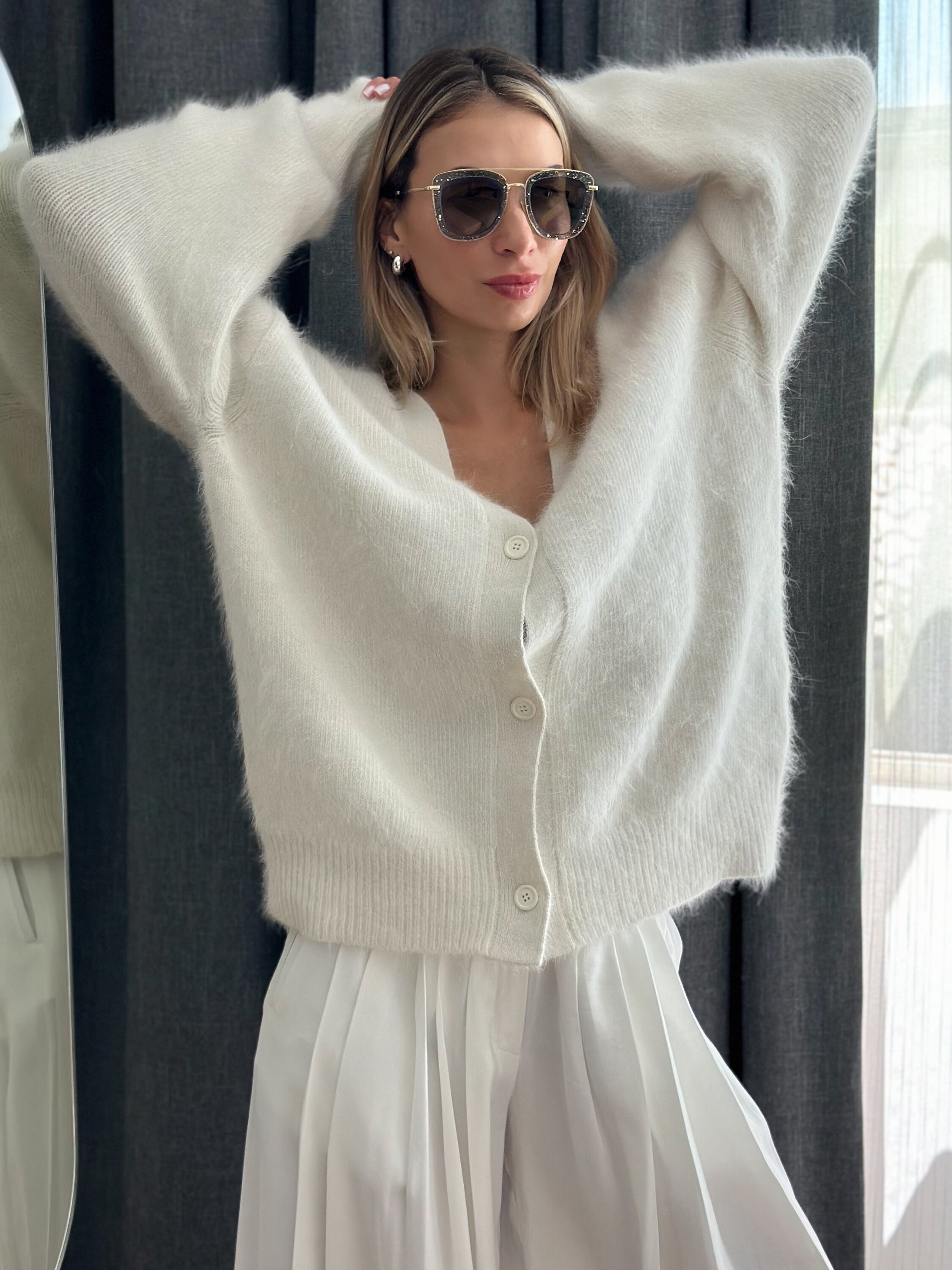 White Fluffy Cardigan. Angora Cardigan. White Angora Cardigan. Fluffy ...