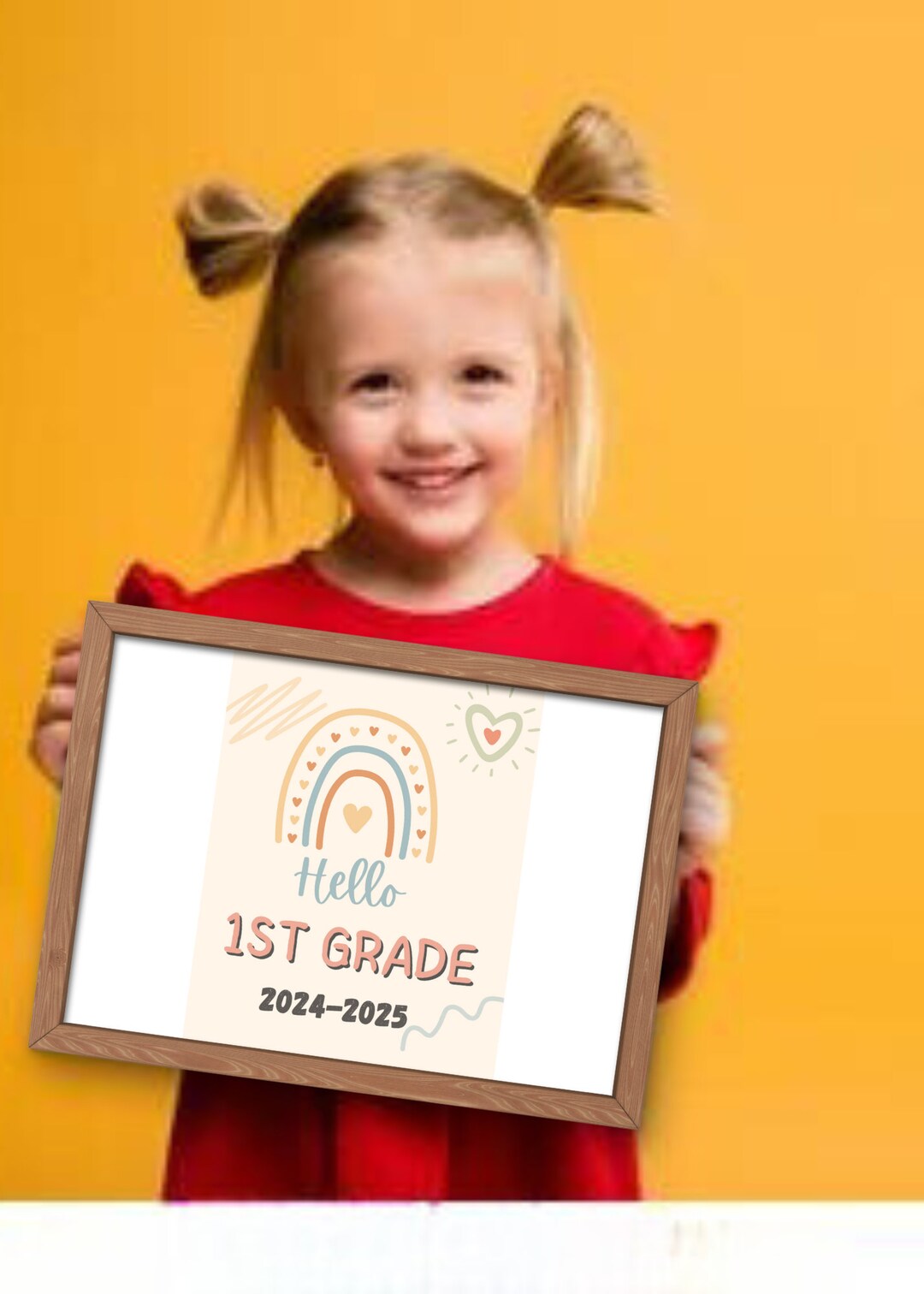 Boho Rainbow Hello First Grade Sign, First Day of First Grade Girl Sign ...