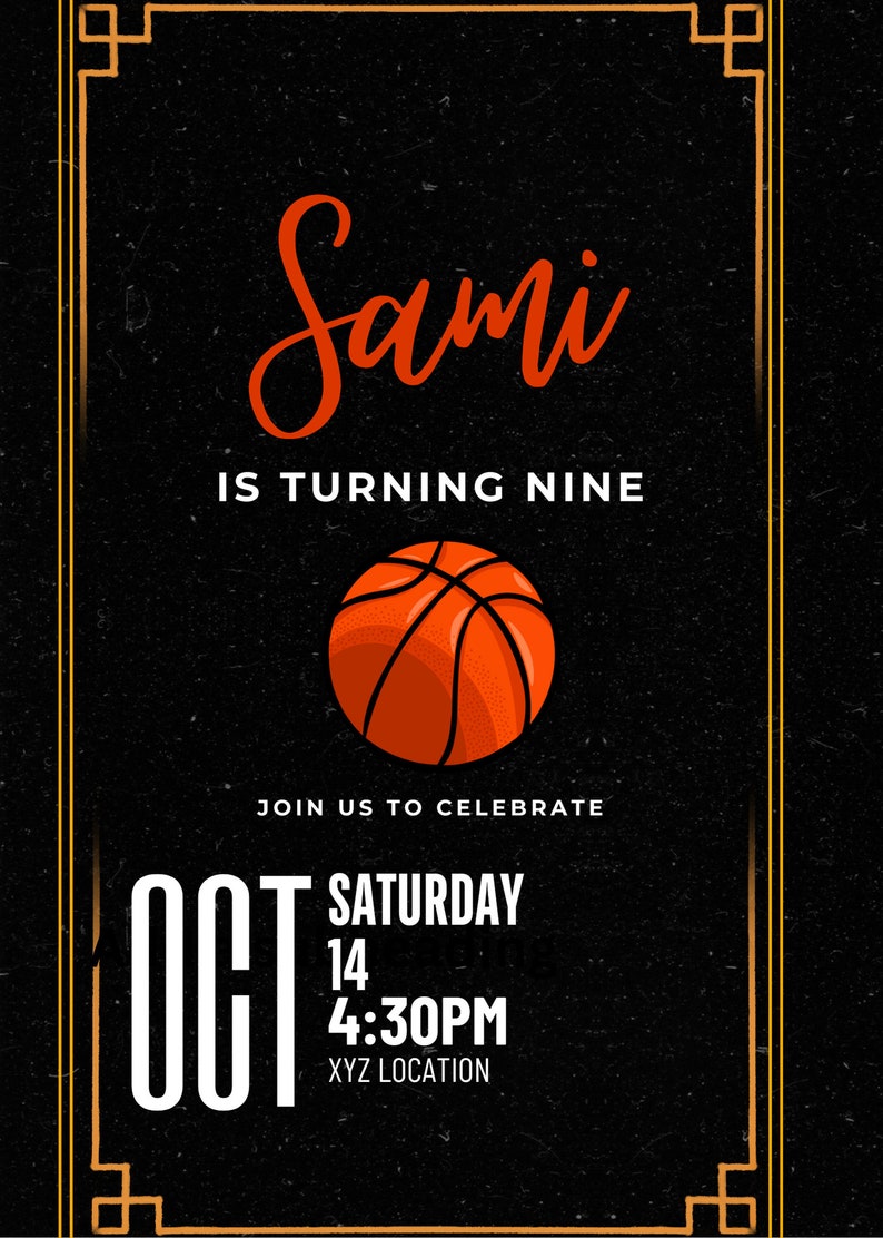 Basketball Birthday Invitation Template Printable, Basketball Birthday ...