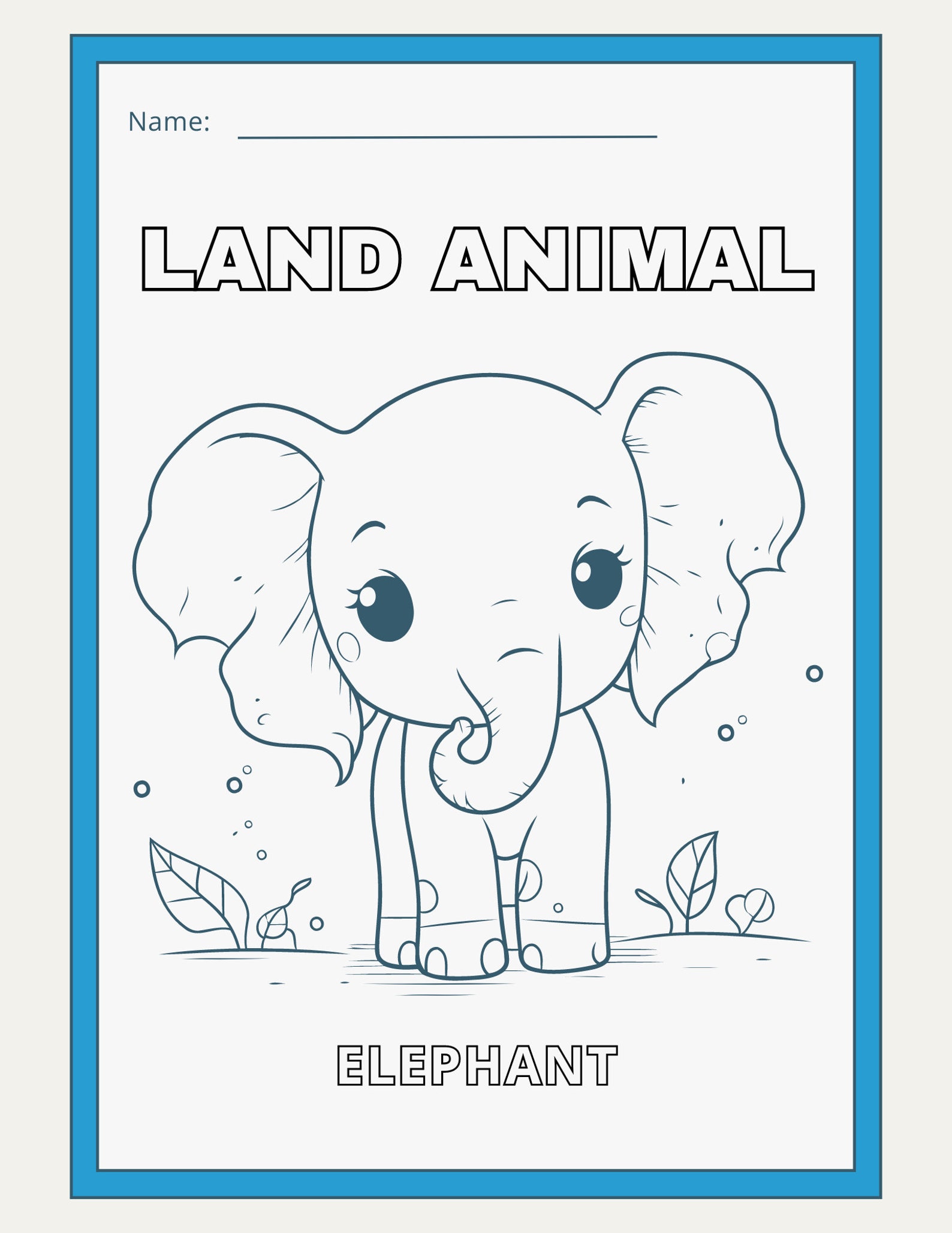 7 Land Animal Coloring Pages for Kids | Printable Wildlife Coloring ...