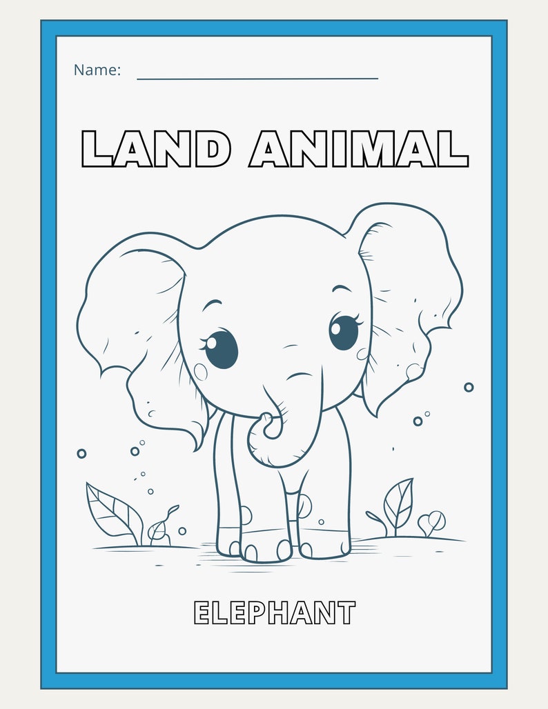 7 Land Animal Coloring Pages for Kids Printable Wildlife Coloring Book ...