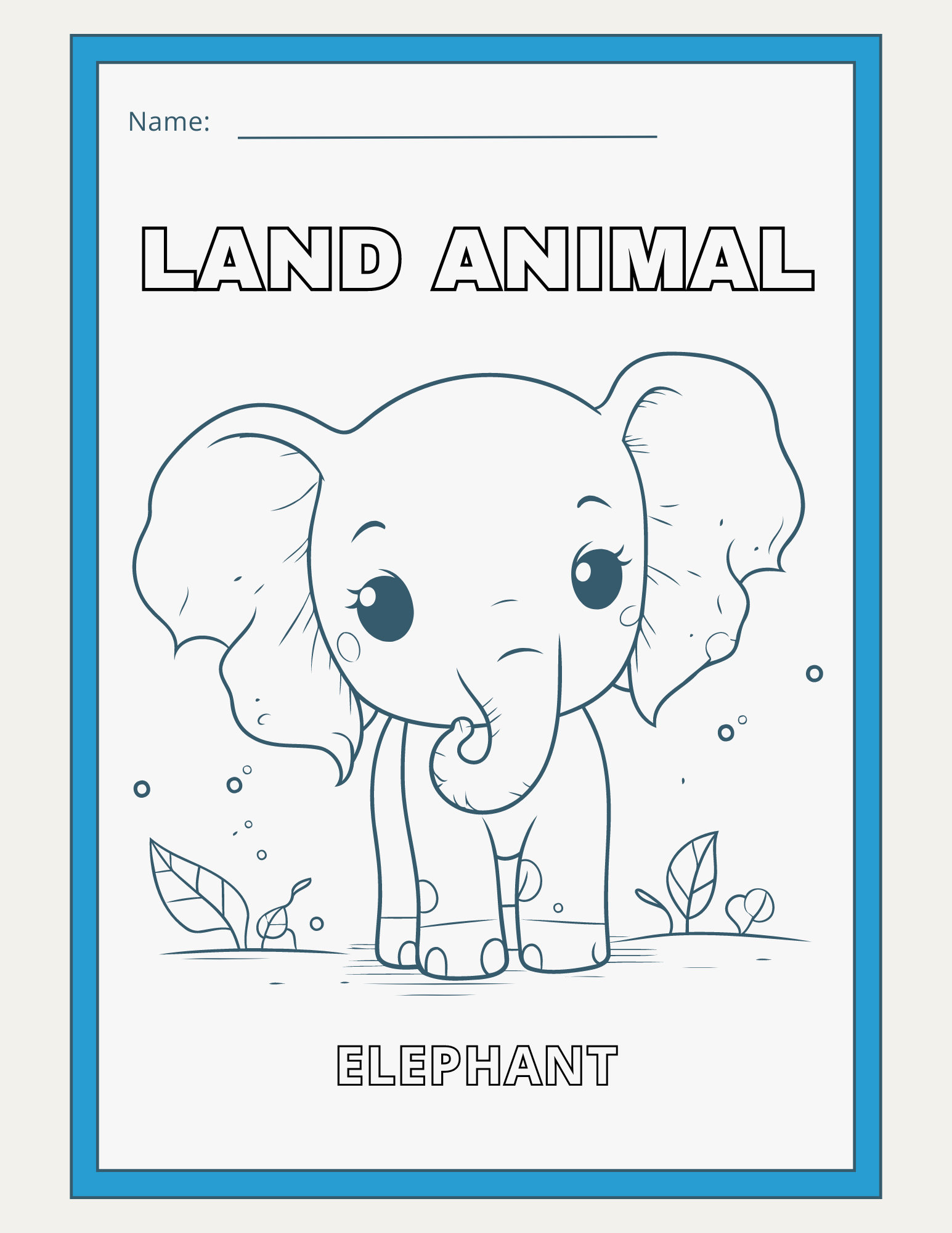 7 Land Animal Coloring Pages for Kids | Printable Wildlife Coloring ...