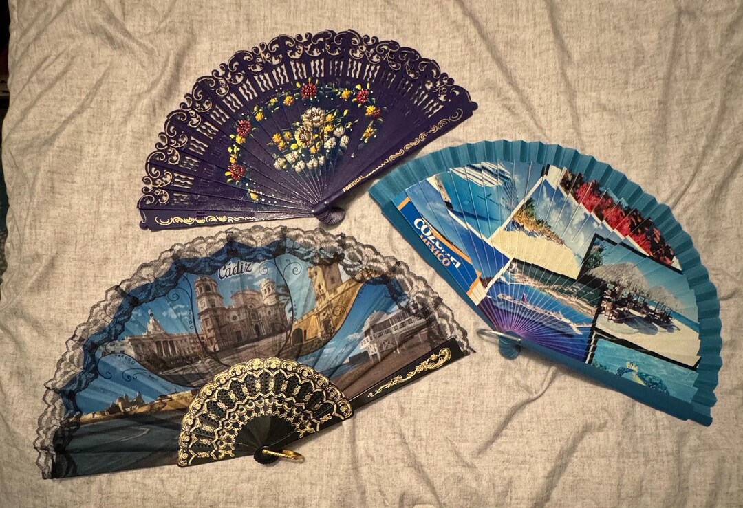 Three Beautiful Hand Fans Each Sold Separately. Wood, Fabric, Etc.. - Etsy