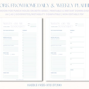 Work From Home Planner | WFH To-do, Daily Planner, Weekly Planner ...