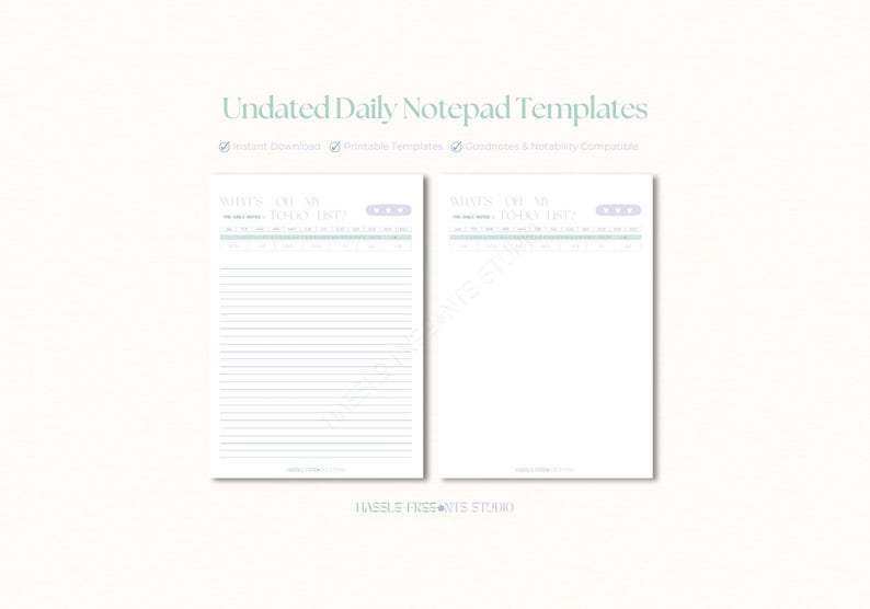 PRINTABLE Daily Notes Template, Printable to Do List, Undated Notepad ...