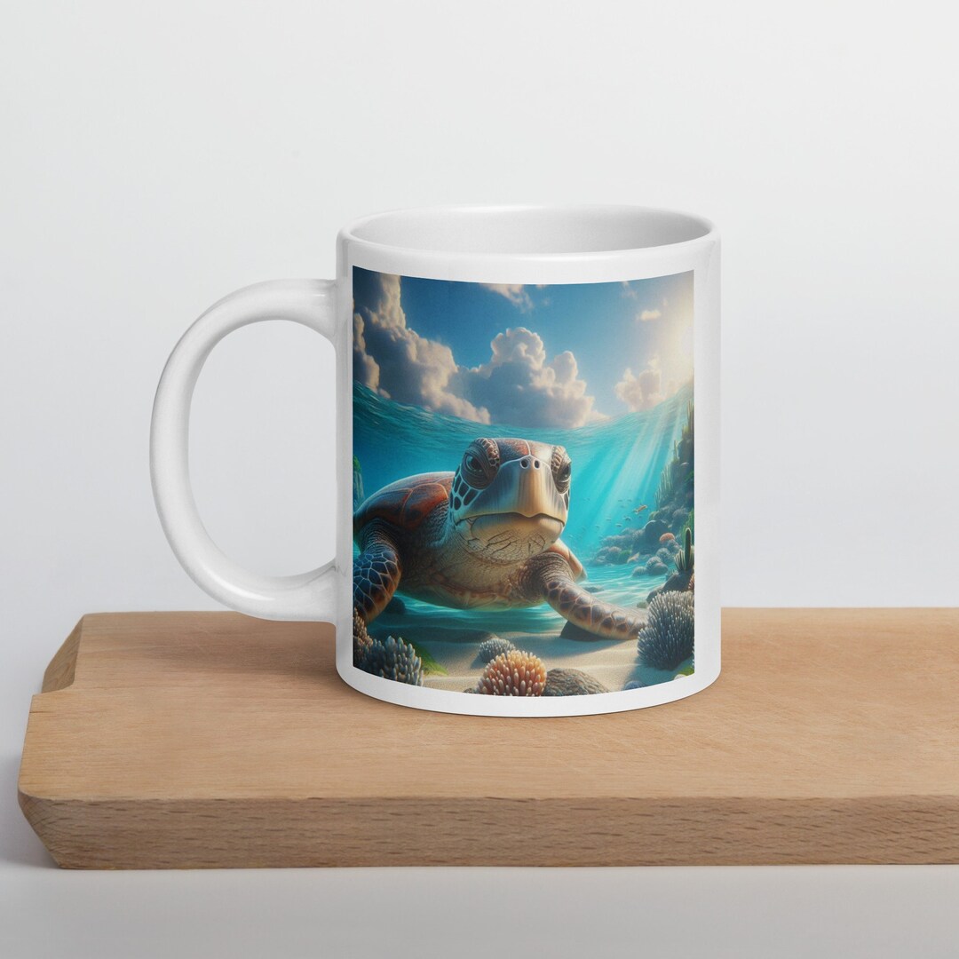 Underwater Majesty: the Grumpy Sea Turtle Mug - Etsy