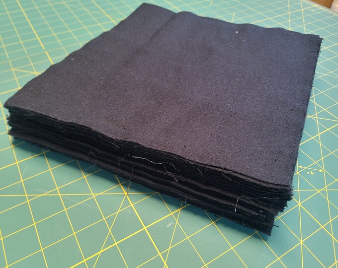 Pre Cut Ten Inch Black Flannel Squares for Rag Quilts, Wool Applique ...