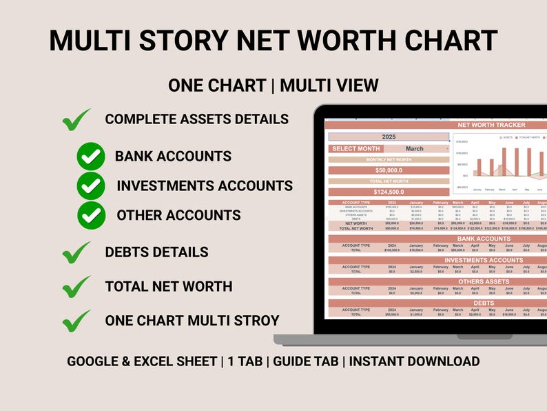 Net Worth Tracker Template | Google Sheets & Excel (digital Download ...
