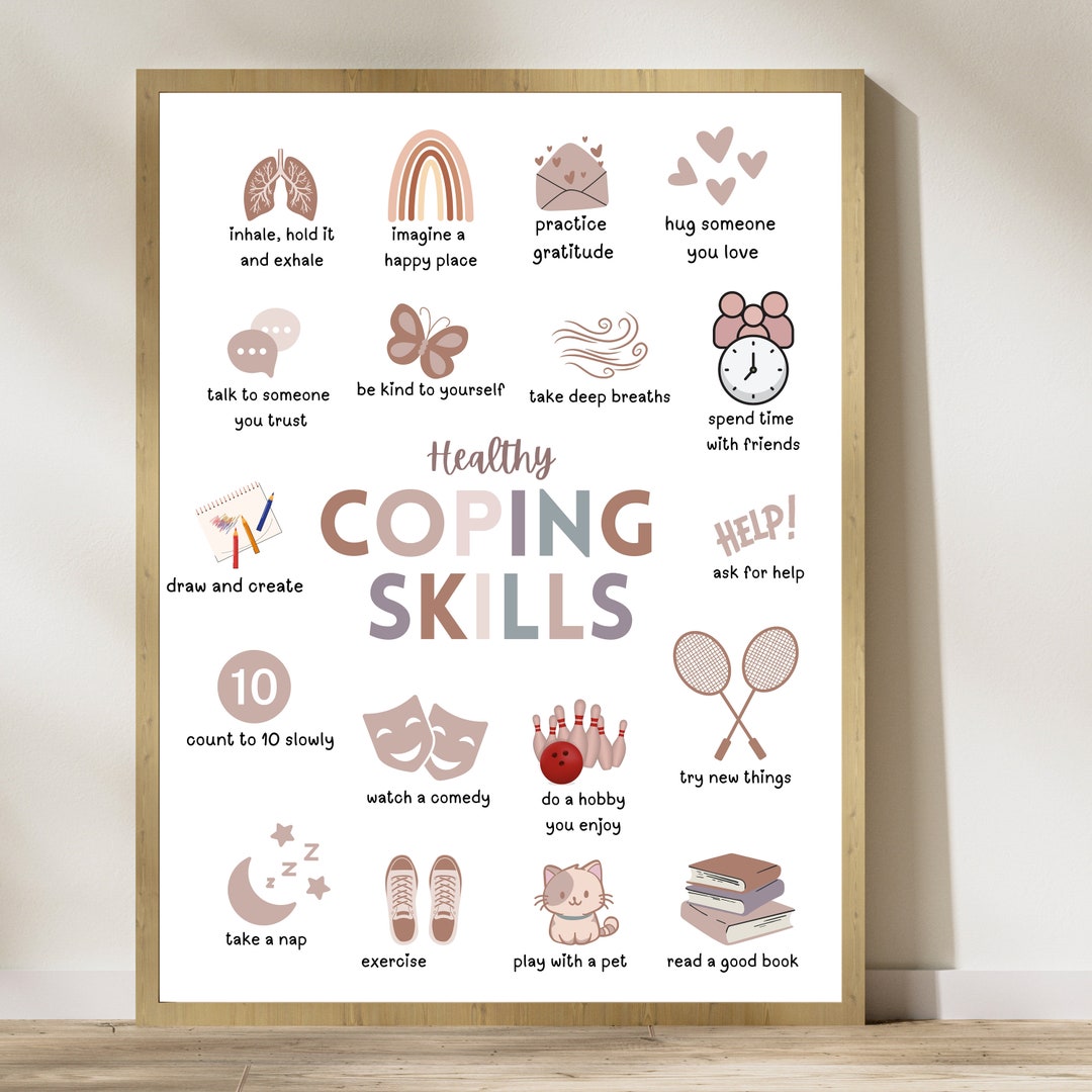 Coping Skills Poster I Calming Strategies Mental Health I Therapy ...