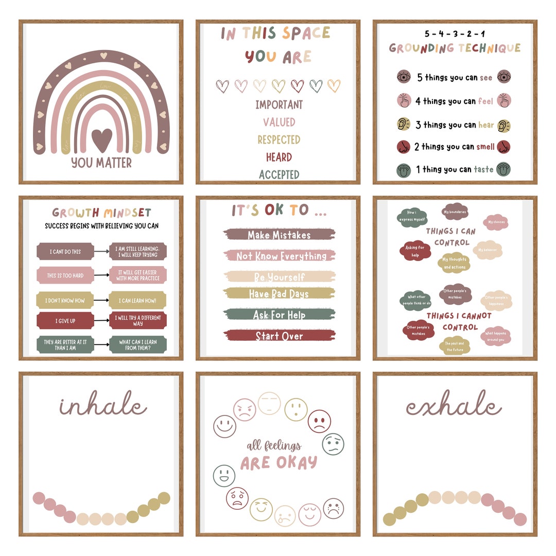 School Counselor Office Decor Printable Set of 9 I Therapy Office Decor ...