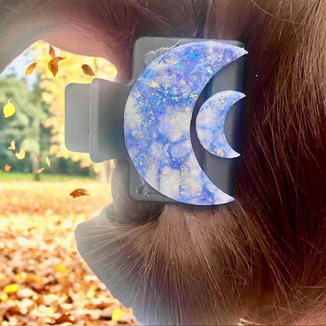 Crescent Moon Witch Hair Claw, Phase Lunar Celestial Clip, Night Sky ...