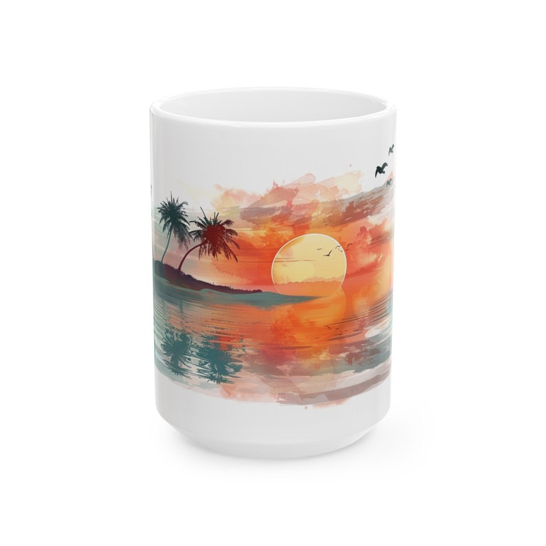Serene Sunset/sunrise Ocean View Ceramic Mug, Tranquil Beach Theme ...