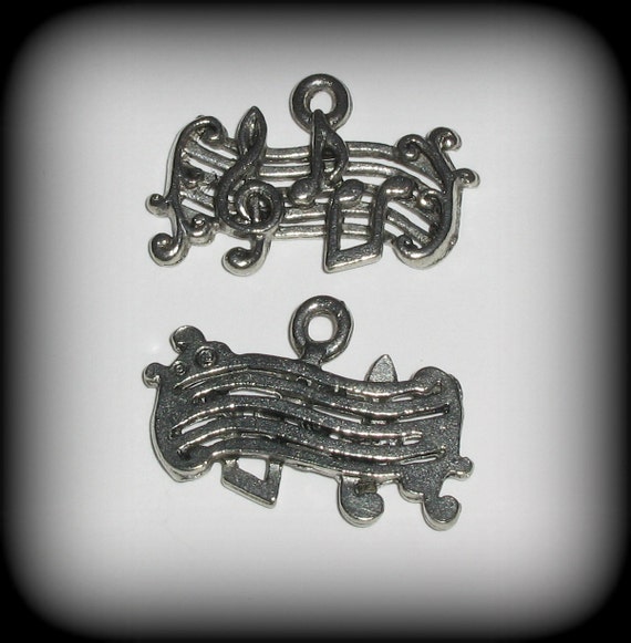 4 Silver Pewter Musical Notes Charms Music Charms Music Clef | Etsy