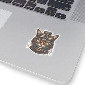 Steampunk Cat Vinyl Sticker, Industrial Design, Tabby Cat Sticker ...