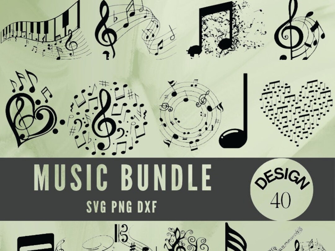 Music Notes SVG Bundle: Country, Band, Guitar Designs (digital Download ...