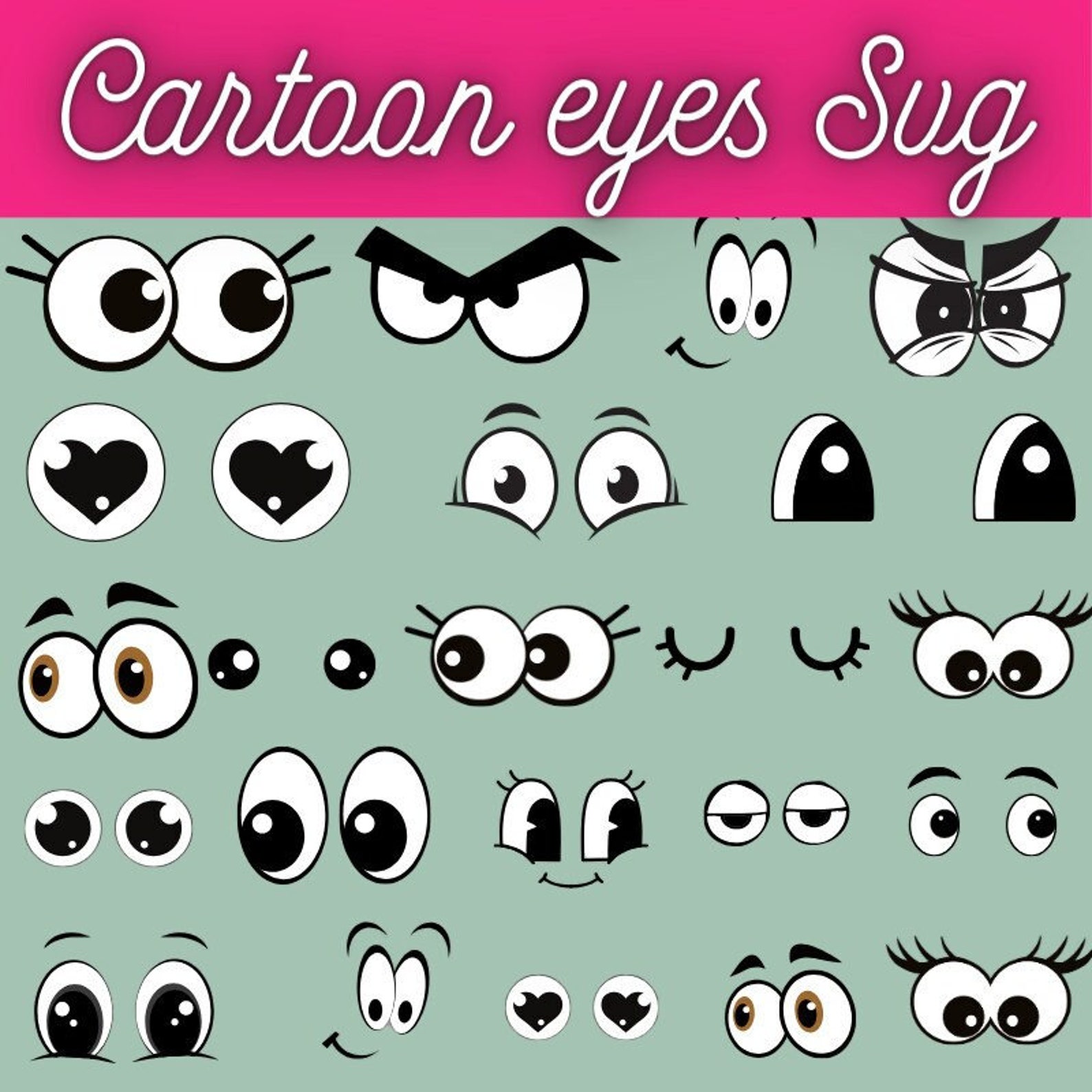 Eyes Svg Bundle, Emoji Eyes Svg, Emoticon Svg, Face Svg, Emoji Eyes ...