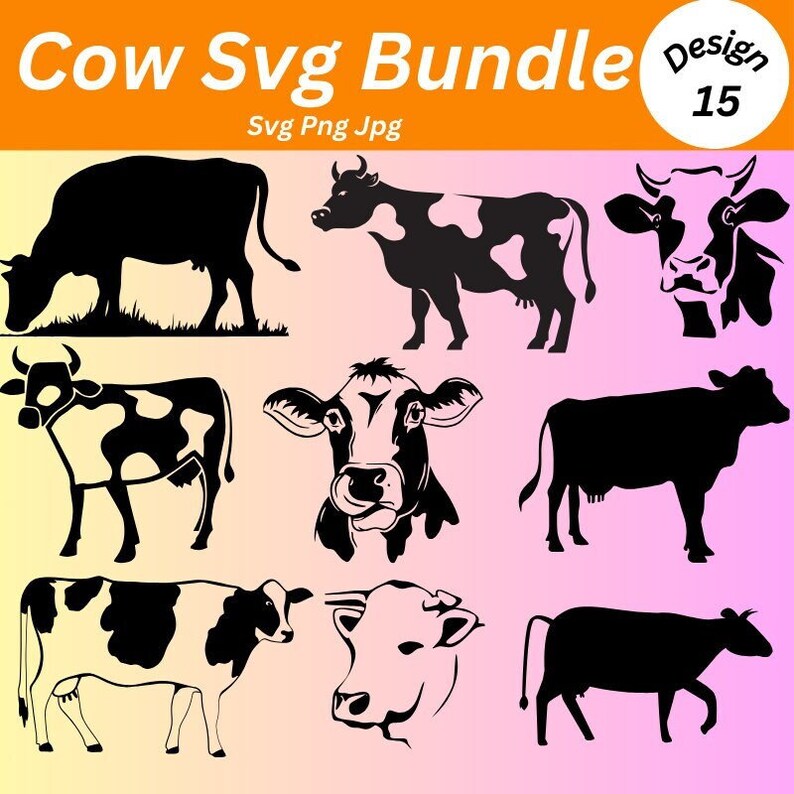 Cow Svg, Cow Silhouette, Cow Png, Cow Face Cut Files, Cow Dxf, Cow ...