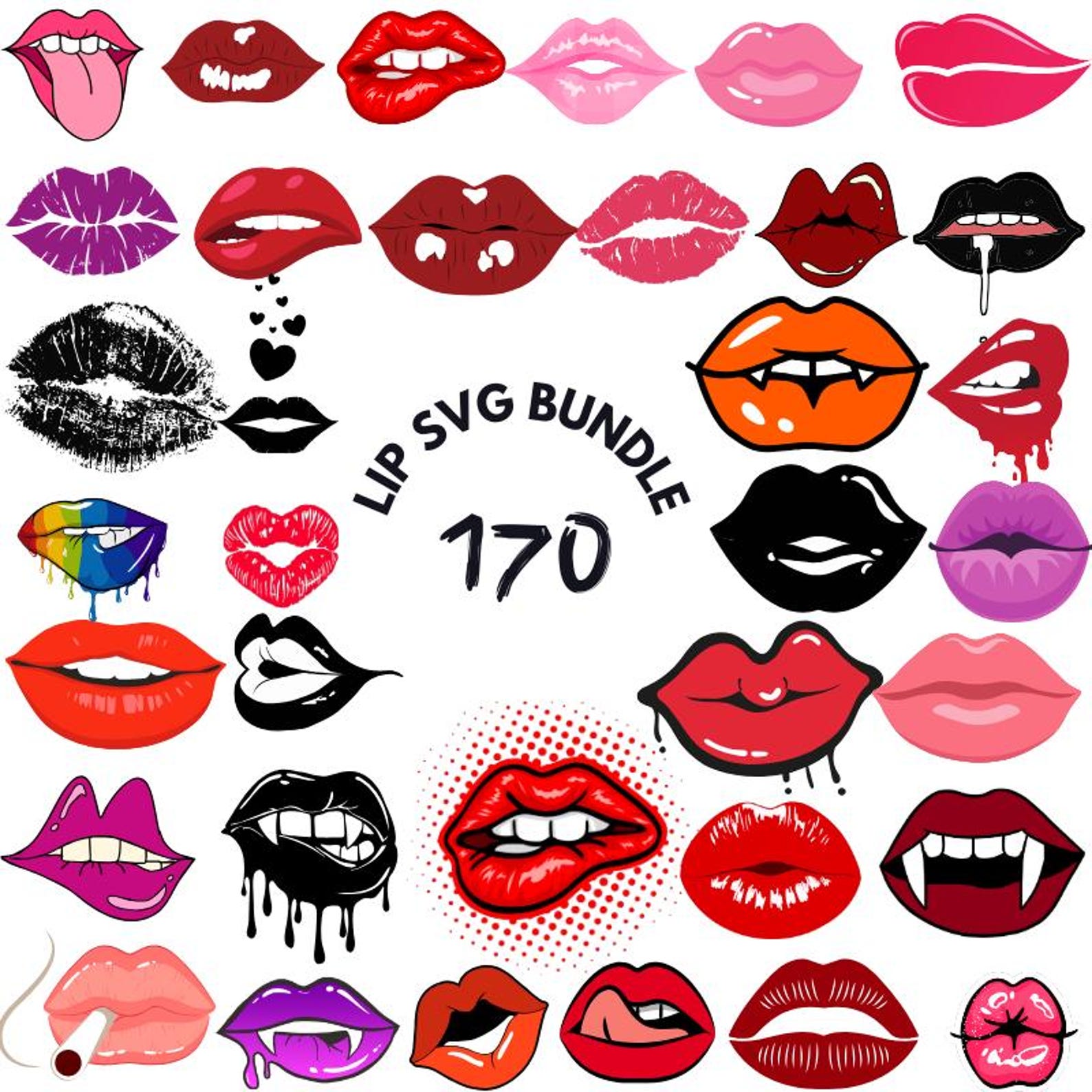 150+ Kiss Svg, Lips Cut File, Kiss Design, Lips Silhouette, Lips Svg ...