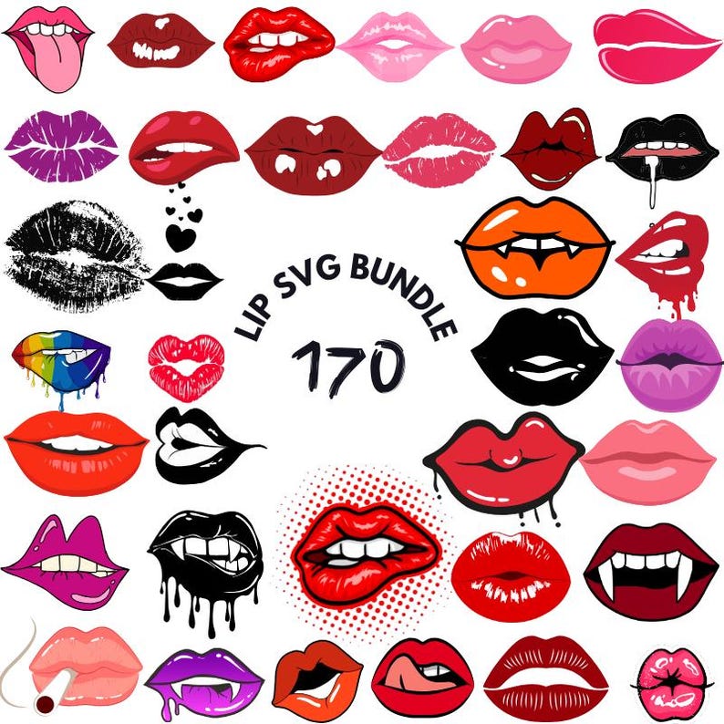 150+ Kiss Svg, Lips Cut File, Kiss Design, Lips Silhouette, Lips Svg ...