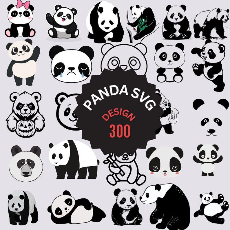300 Panda Face SVG, Cuttable Cute Plain Simple, Panda Bear Face Svg ...
