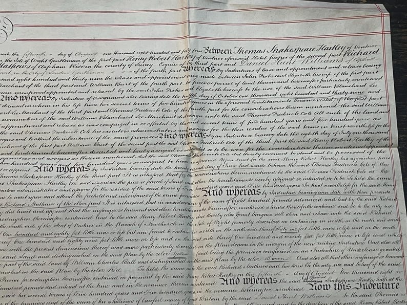 Queen Victoria Indenture, Antique Beautifully Written Contract on ...