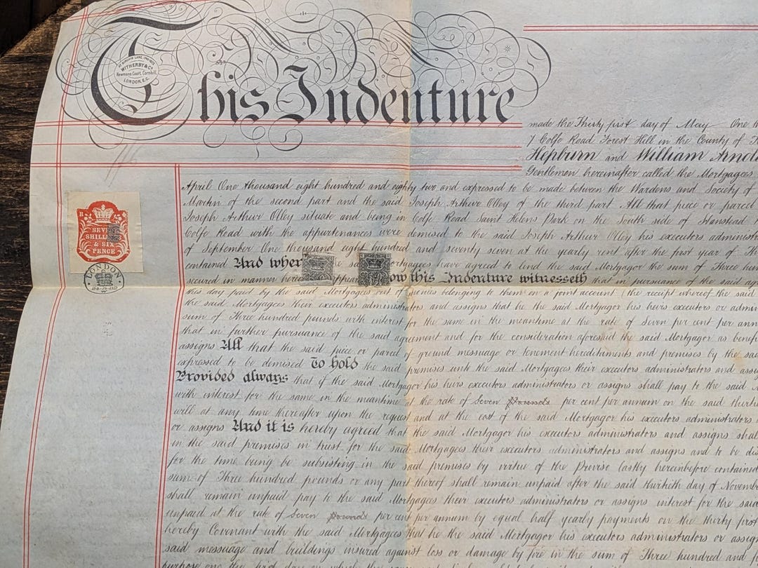Queen Victoria Indenture, Antique Beautifully Written Contract on ...