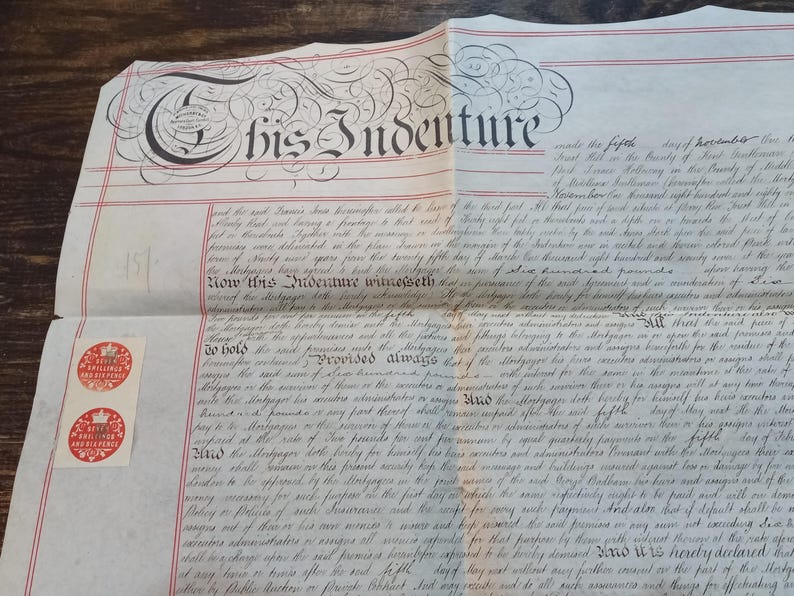 Queen Victoria Indenture, Antique Beautifully Written Contract on ...