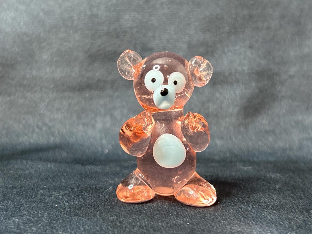 Pink Glass Bear Figurine, Vintage Glass Animals - Etsy