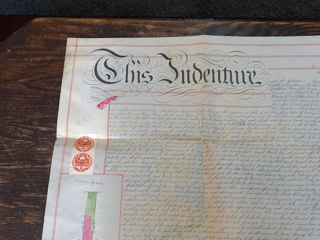 Queen Victoria Indenture, Antique Beautifully Written Contract on ...